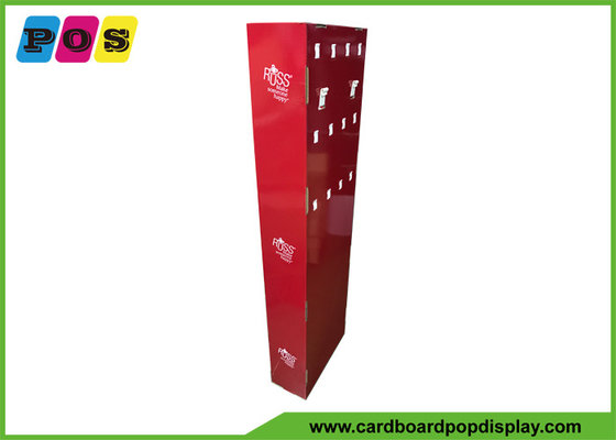 Pop Up Corrugated Cardboard Floor Displays Stand With 3 Shelves and Hooks