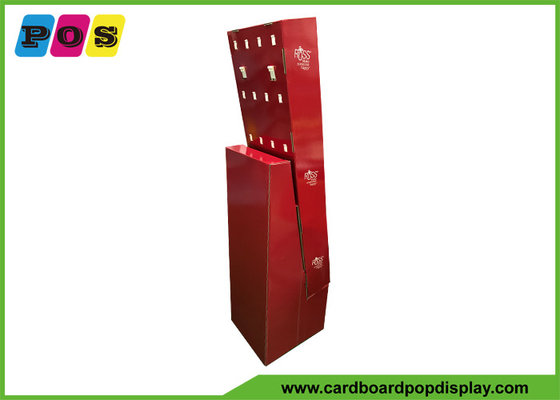 Pop Up Corrugated Cardboard Floor Displays Stand With 3 Shelves and Hooks