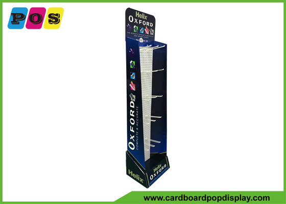 Point Of Sales Stationery Cardboard Floor Display Stand With 5mm MDF Pegs Panel HD071