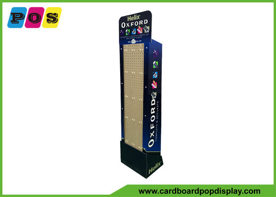 Point Of Sales Stationery Cardboard Floor Display Stand With 5mm MDF Pegs Panel HD071