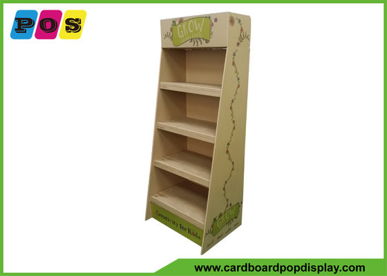 Kraft Brown Color Corrugated Floor Advertising Display Shelf with CMYK Printing FL211