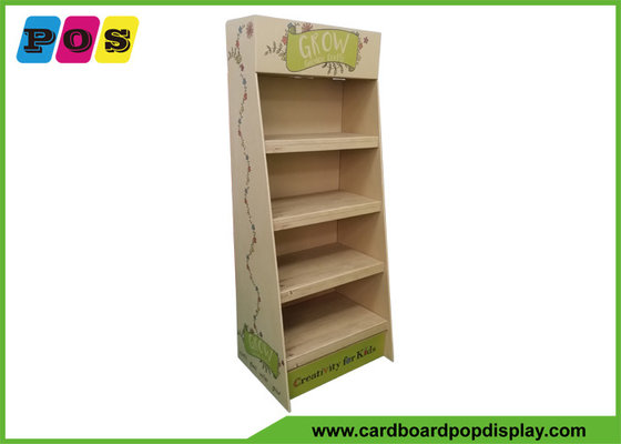 Kraft Brown Color Corrugated Floor Advertising Display Shelf with CMYK Printing FL211
