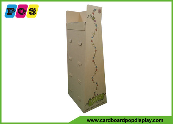 Kraft Brown Color Corrugated Floor Advertising Display Shelf with CMYK Printing FL211