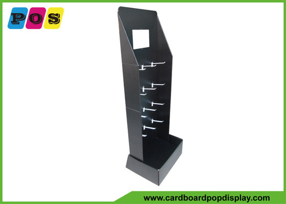 Black Printing Cardboard Floor Promotion Sales Display Stand With Plastic Pegs HD064