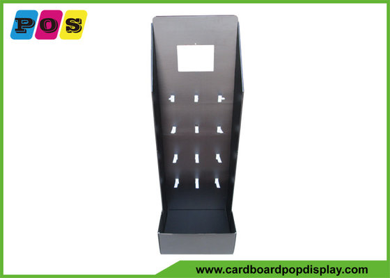 Black Printing Cardboard Floor Promotion Sales Display Stand With Plastic Pegs HD064