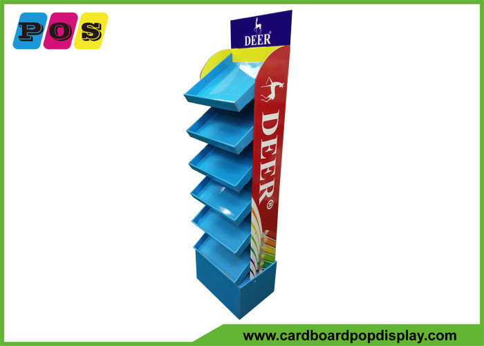 POS Retail Six Shelf Corrugated Cardboard Displays , Fully Printing Retail Display Stands For Drawing Pens FL180