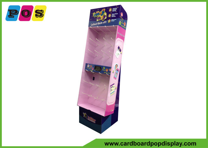 Corrugated POP Pegboard Display Stand With Display Base And Shinny Printing HD060