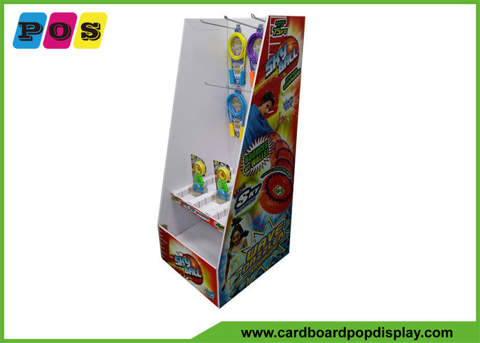 Metal Pegs Cardboard Pop Displays Floor Standing , Two Trays Shop Display Stands For Skipping Rope HD052