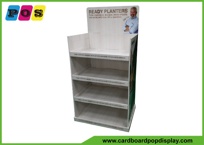 Multi Shelves Cardboard Product Displays , Shinny UV Vanish Shop Display Stands For Ready Planters FL207
