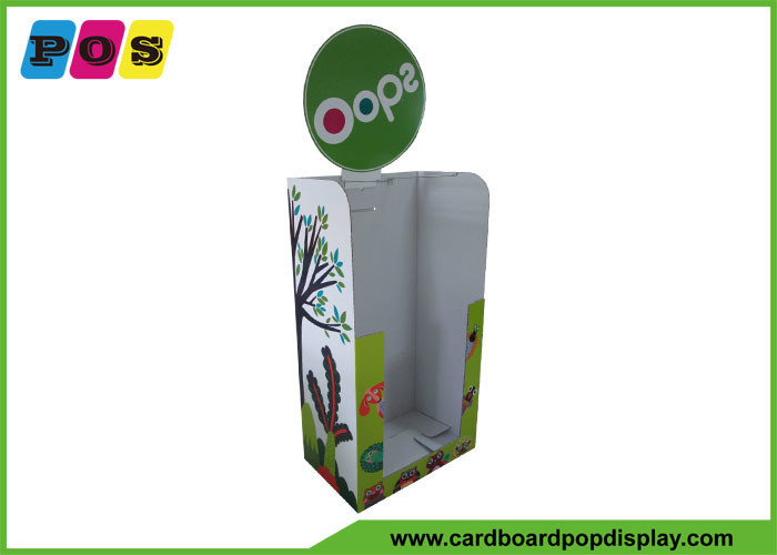POS Corrugated Dump Bin Display With Metal Pegs And Top Sign For Plush Toys DB029