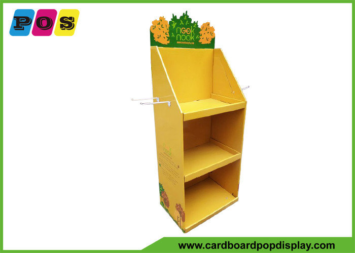 Multifunctional Shelf POP Cardboard Floor Displays Fixture With Metal Pegs On Sides FL038