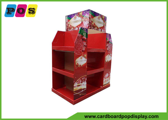 Red Cardboard Pos Half Pallet Point Of Sale Display Stands For Christmas Items Promotion