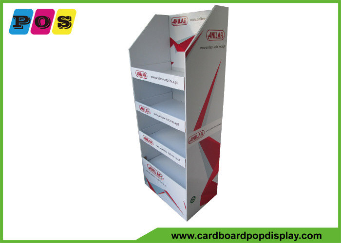 Custom Made Instore Retail Cardboard Floor Standing Display Unit With Four Shelves