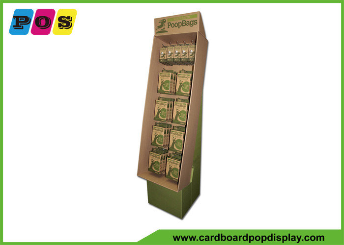 Retail Corrugated Cardboard Peg Display Stand With Printing On Kraft Paperboard