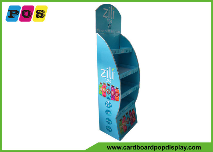 Soft Drinks Corrugated Paperboard Promotional Display Stands 4 Shelf FL065