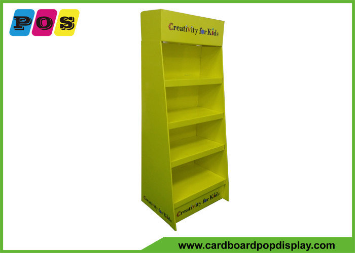 Yellow Printing Four Shelves Corrugated Paperboard Floor Display Rack for Kids Games FL212