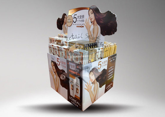 China Corrugated cardboard pallet display with spokesman for hair shampoo supplier