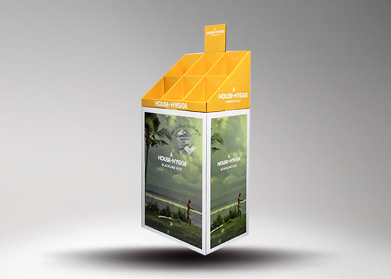 China Yellow two tiers top cardboard pallet display shelf for watches supplier