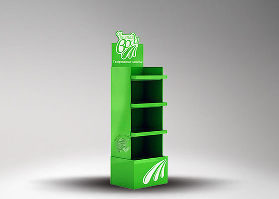 China Four Tiers Cardboard Display Stand , Green Color Retailer Display Rack supplier