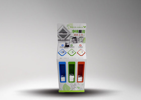 China Three Pockets Cardboard POS Display For Air Cleaner 60cm * 40cm * 150cm supplier
