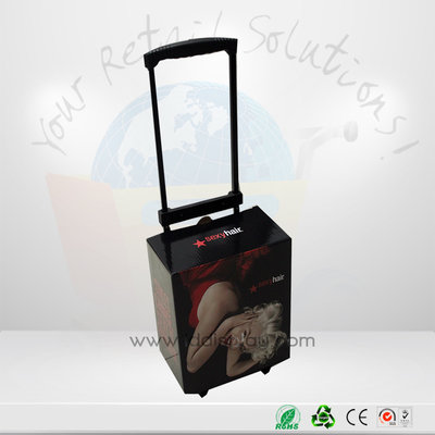 China Glossy Lamination Cardboard Trolley With Handle And Wheels For Exhibition Promotional supplier