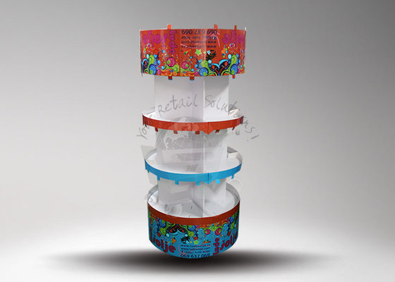 Round Corrugated Floor Display Stand For Dvd Retail Promotion supplier