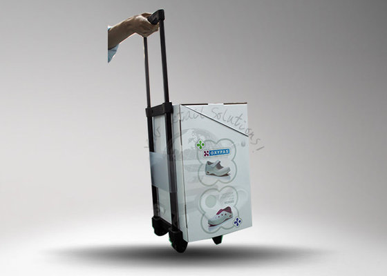 Cardboard POP Cardboard Trolley Box For Exhibition Advertising With wheels supplier