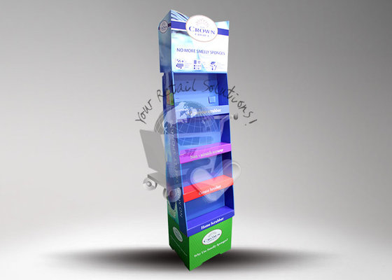 Height 180cm Corrugated Paper Display Floor Shelves for Grocery Scrubber supplier