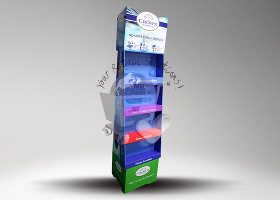 Height 180cm Corrugated Paper Display Floor Shelves for Grocery Scrubber supplier