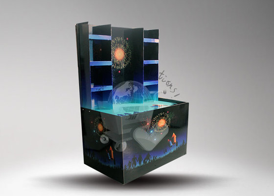 LED Blue light Corrugated Garment Cardboard Pallet Display Stand supplier