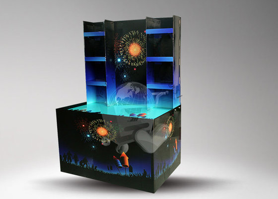 LED Blue light Corrugated Garment Cardboard Pallet Display Stand supplier