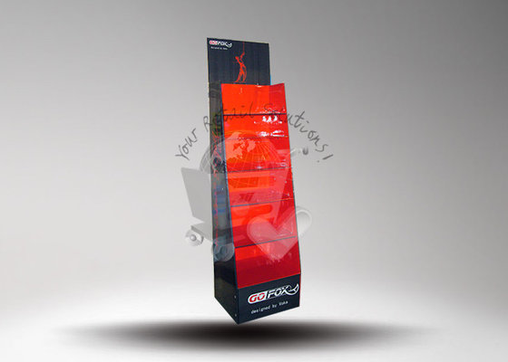 Six Racks Paper Flooring Display , Cardboard Display Stand with Clear Printing supplier