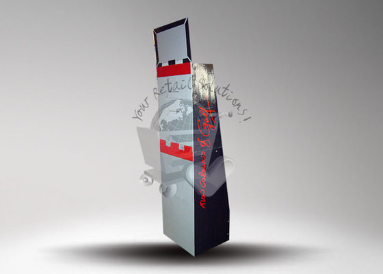 Six Racks Paper Flooring Display , Cardboard Display Stand with Clear Printing supplier