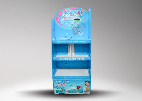 Offset Printing Cardboard Display Racks with Blue color  for  baby Wet Wipes in supermarket supplier