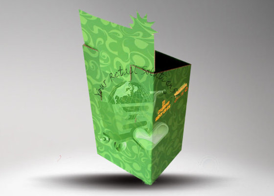 Cardboard Dump Bins Printed in Green with Flexible Structure , Cardboard Recycling Bins supplier