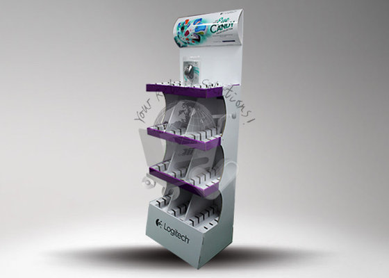 Grocery Logitech Brand Cardboard POS Display 4 Tiers 15 units for Mouse supplier