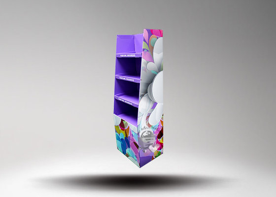 Oil Printing Purple Craft Paper Cardboard POS Display with 4 Shelves for Perfume supplier