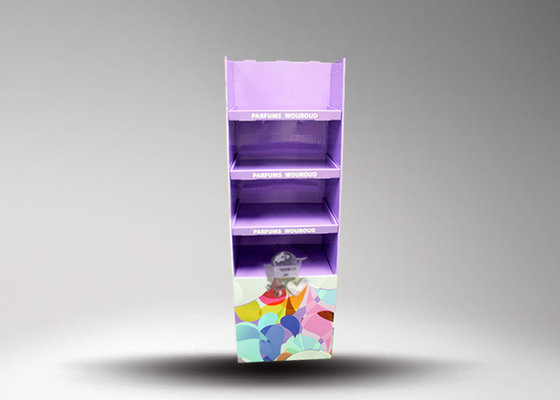 Oil Printing Purple Craft Paper Cardboard POS Display with 4 Shelves for Perfume supplier
