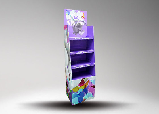 Oil Printing Purple Craft Paper Cardboard POS Display with 4 Shelves for Perfume supplier