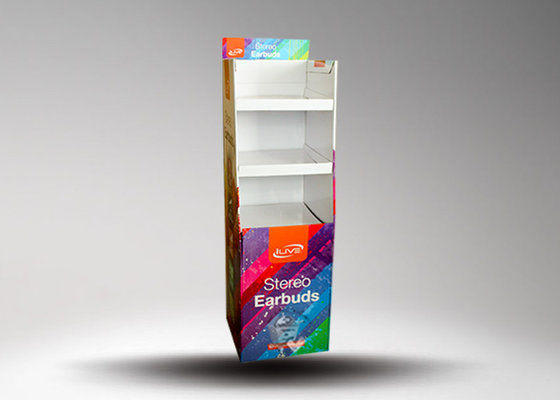 4C printing Retail Display Stands With 3 tiers And Solid Base For Earbuds Promotion supplier