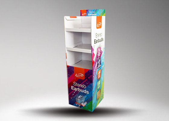 4C printing Retail Display Stands With 3 tiers And Solid Base For Earbuds Promotion supplier