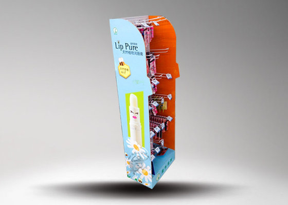 Free Standing Promotional Cardboard POS Display With Hooks For Lipsticks supplier