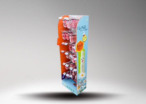 Free Standing Promotional Cardboard POS Display With Hooks For Lipsticks supplier