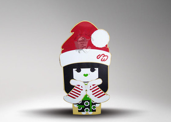 Cute little girl cardboard standee for chrismas with Shiny coating supplier