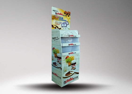 Three Shelves Cardboard Retail Floor Display Stands For POS Snack Food Retailing supplier