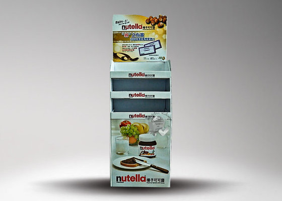 Three Shelves Cardboard Retail Floor Display Stands For POS Snack Food Retailing supplier