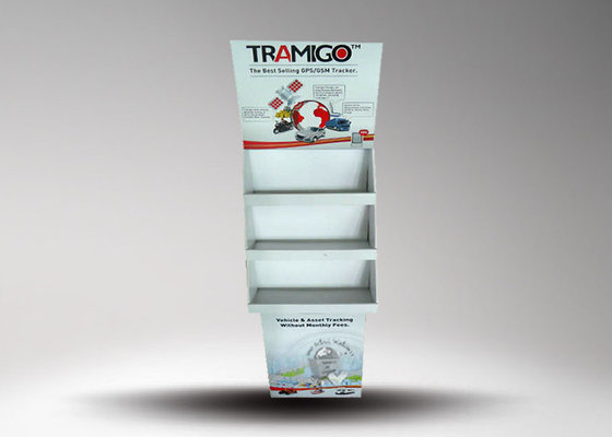 Trapezoidal 3 tiers Retail Display Racks With White Color For Tracking Products supplier