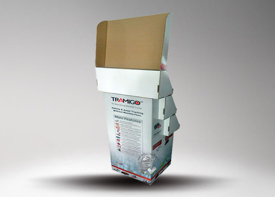 Trapezoidal 3 tiers Retail Display Racks With White Color For Tracking Products supplier
