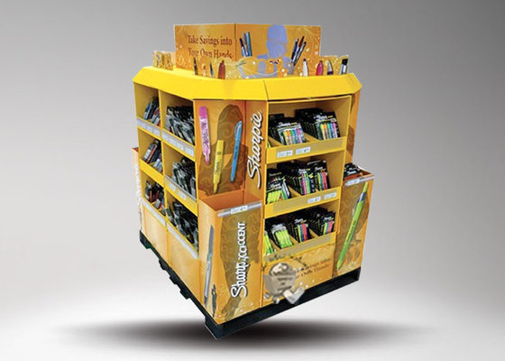4 - side POS Floor Stationery Display Stand , Cardboard Pallet Display Stand supplier