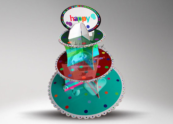 Beautiful Newest POP Cardboard Cup Cake Stand / Paper 3 tiered cake stand supplier